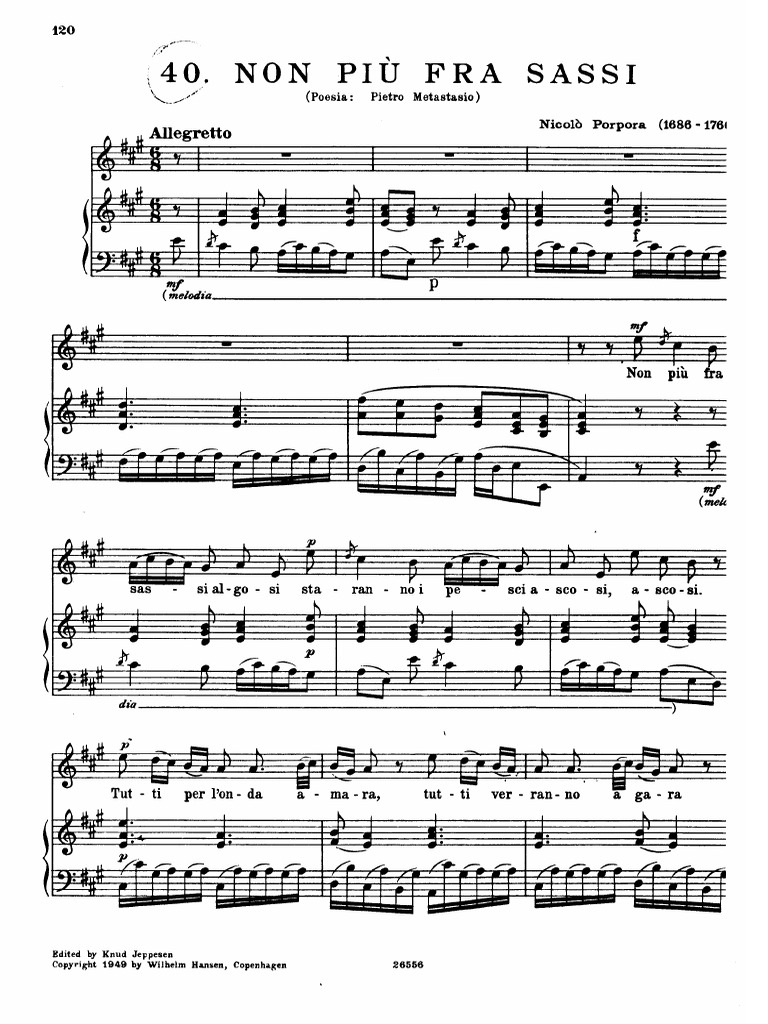 Porpora - Già La Notte Si Avvicina - Non Più Fra Sassi - (30) Spartito ...