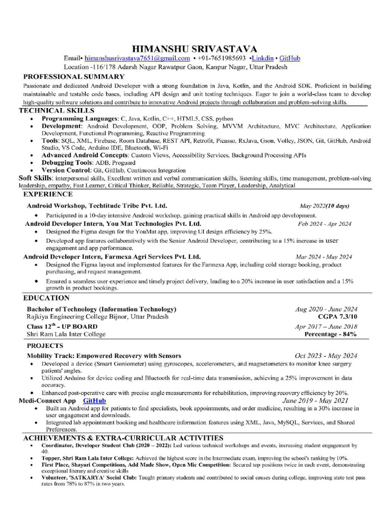 CV Himanshu AndroidDeveloper-1 | PDF