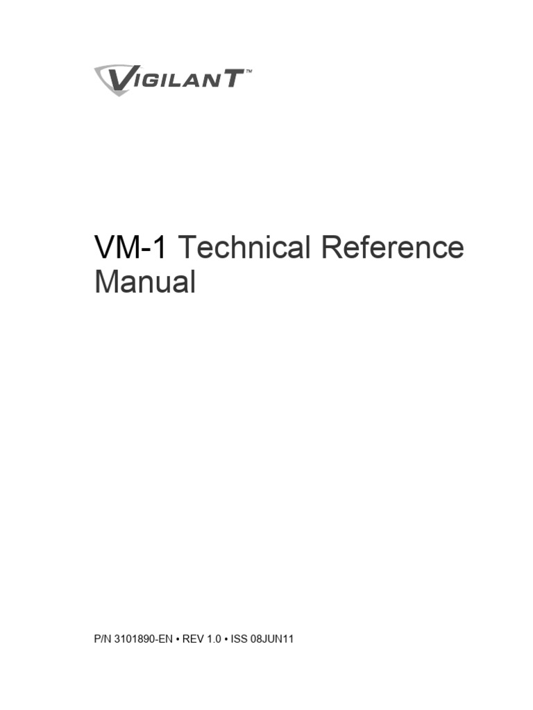 Vigilant 3101890-EN R1.0 VM-1 Technical Reference Manual | PDF | Menu ...
