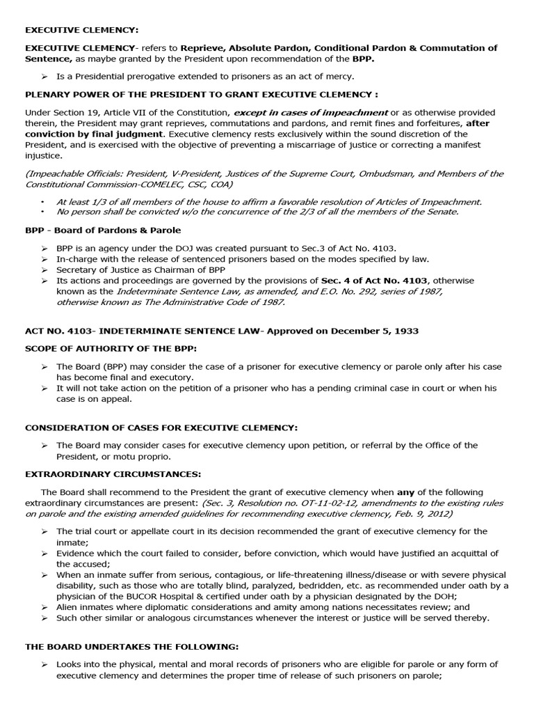 Executive Clemency | PDF | Pardon | Life Imprisonment