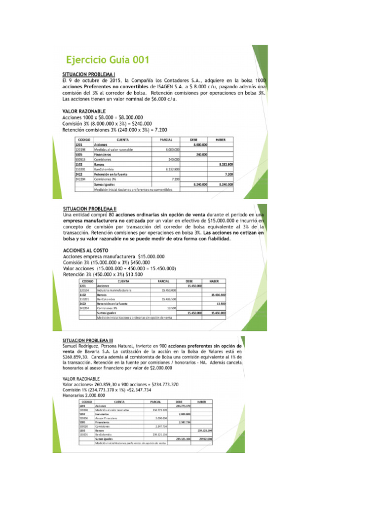 Solución Ejercicios INVERSIONES | PDF
