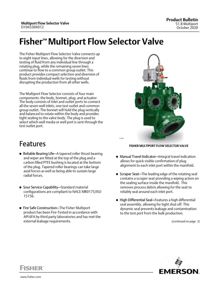 Product Bulletin Fisher Multiport Flow Selector Valve en 4261162 | PDF ...