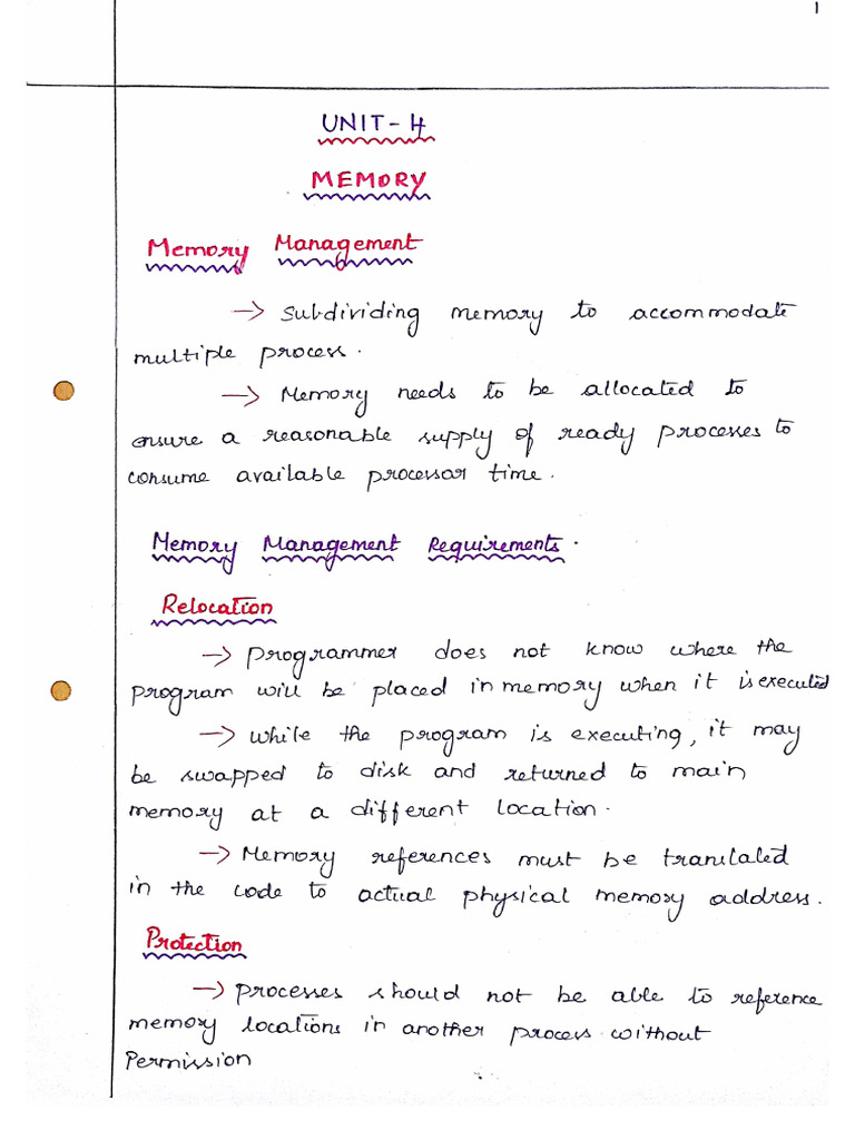 HAND WRITTEN NOTES OS Unit 04 | PDF