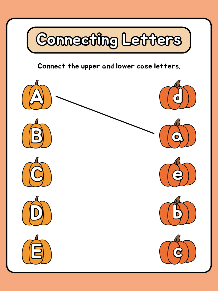 Connecting Letters Worksheet in Orange and White Illustrative Style | PDF