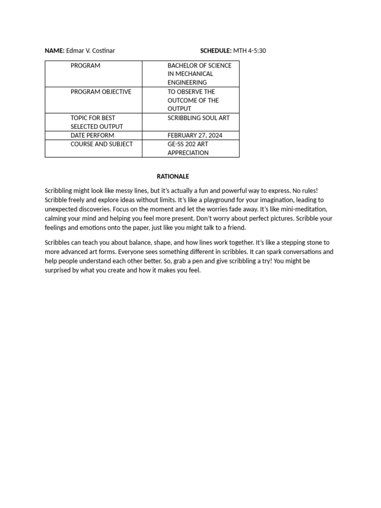 Name: Schedule | PDF | Feeling | Psychology