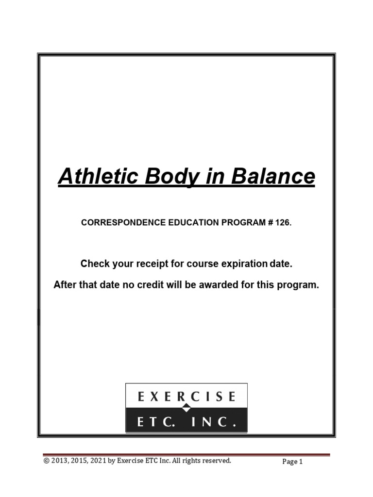 Athletic Body in Balance Course Guide | PDF | Myofascial Trigger Point ...