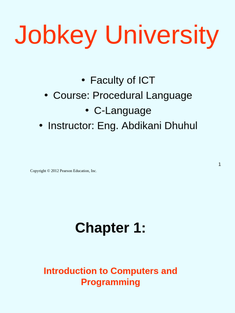 Chapter01 C Language | PDF | Programming | Computer Program