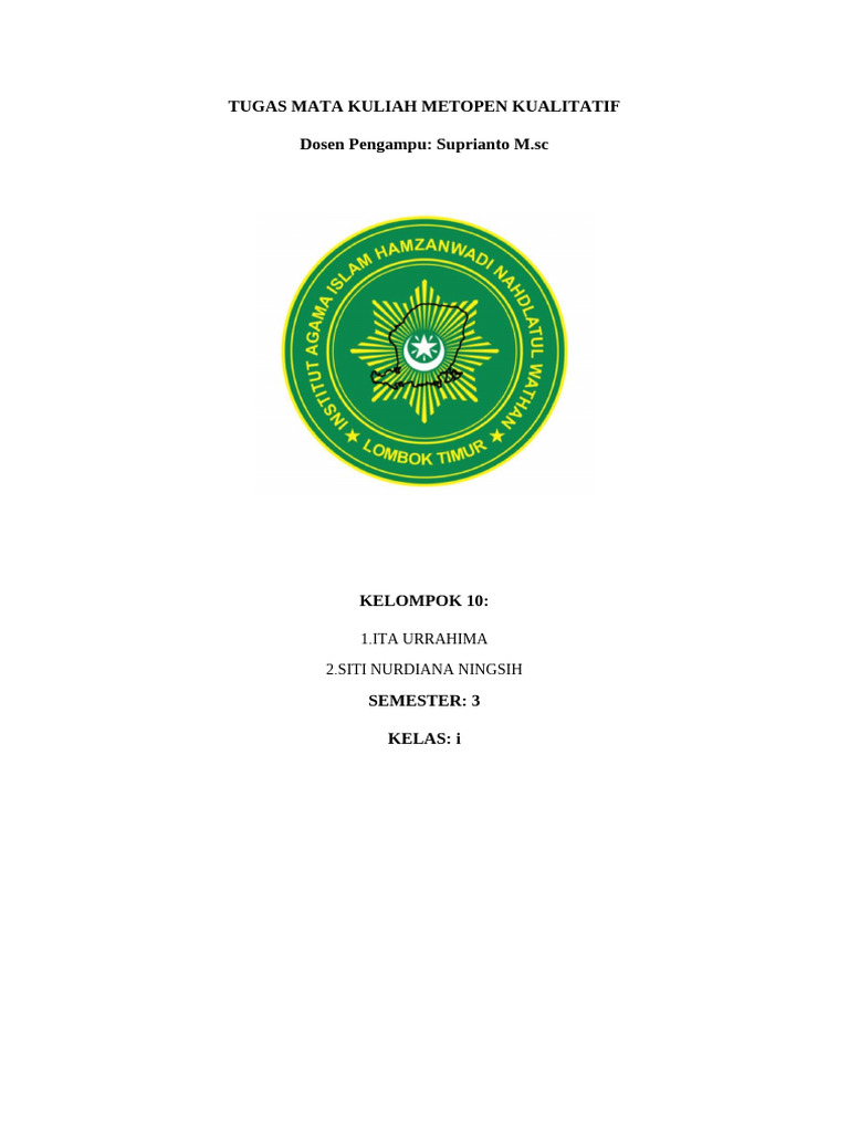 Tugas Metopen Kualitatif | PDF