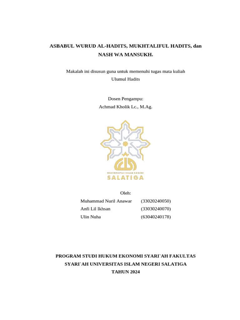 Contoh Karya Tulis Hadis | PDF | Agama & Spiritualitas