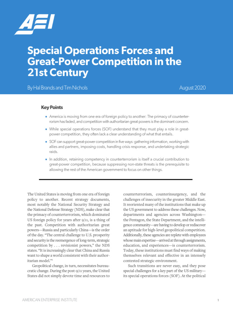 SOF's Role in Great-Power Competition | PDF | Special Forces | War On ...
