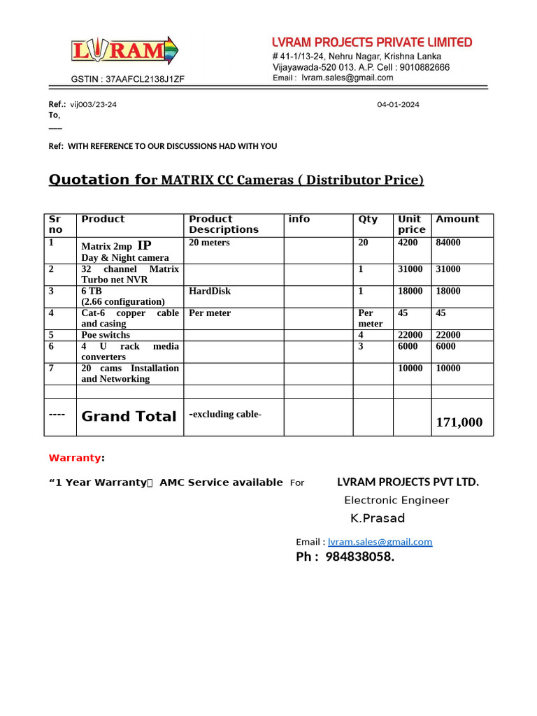 QUOTATION@MATRIX 20 Cams | PDF | Science & Mathematics | Computers