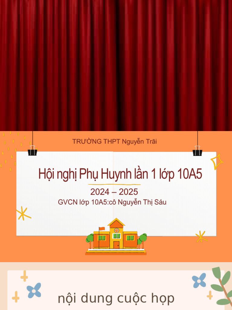 mẫu slide họp phụ huynh lớp 10A5 | PDF