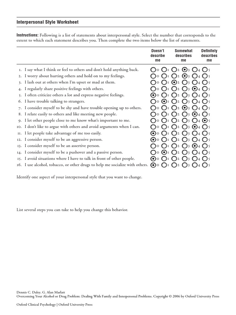 Interpersonal Style Worksheet | PDF | Behavioural Sciences | Social ...