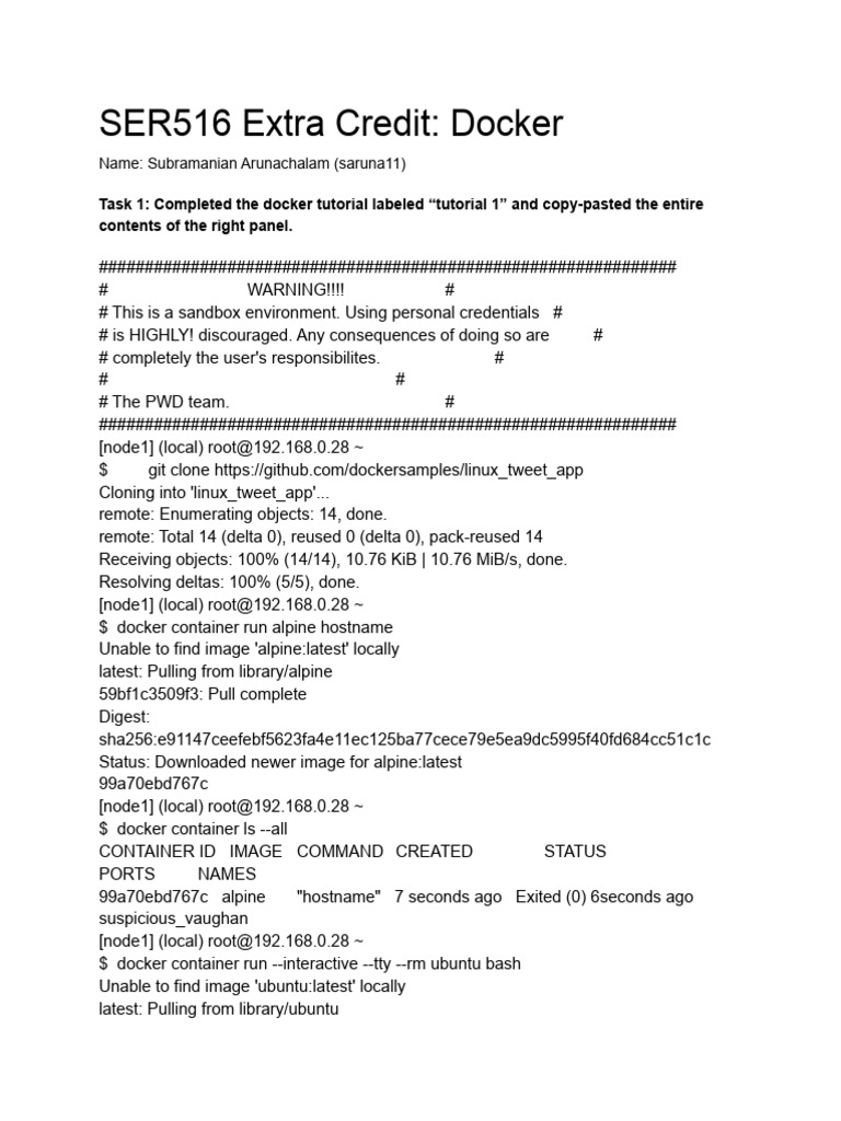 SER516 - Extra Credit - Docker | PDF | My Sql | Computing