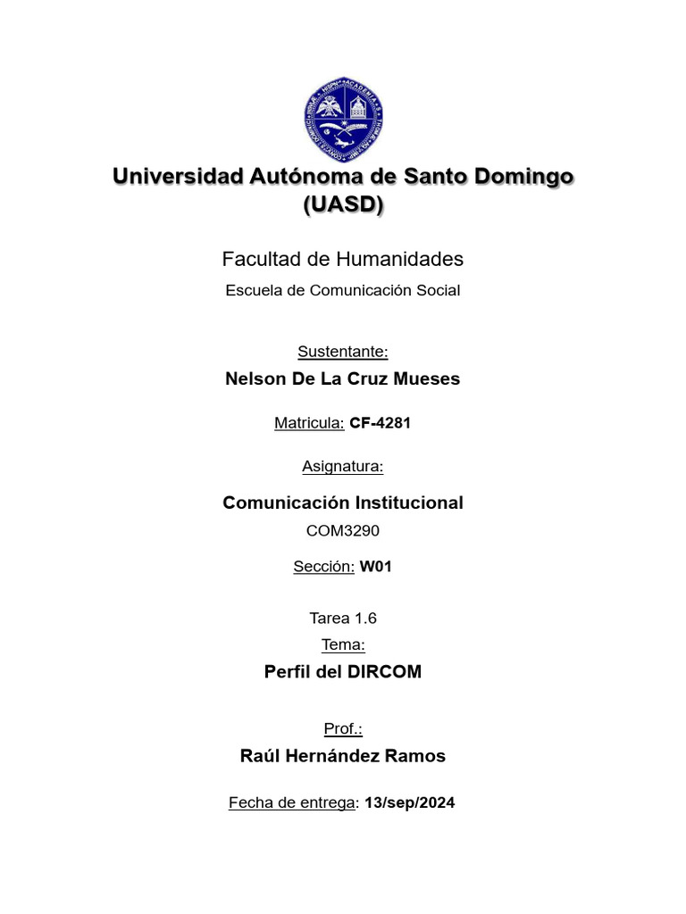 Perfil Del DIRCOM - Tarea 1.6 - Nelson de La Cruz Mueses - CF4281 | PDF ...