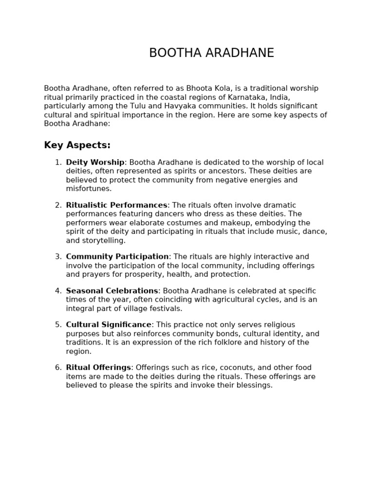 Bootha Aradhane & Huttari Kunitha Rituals | PDF | Rituals | Dances
