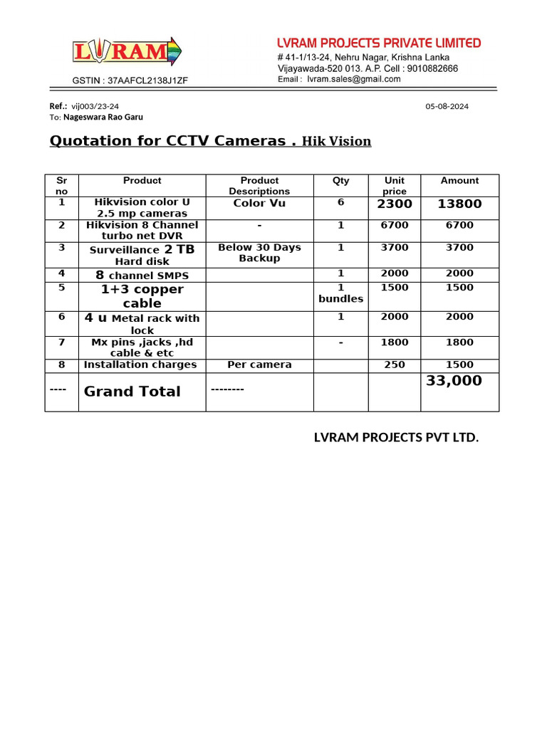 Re-Quotation @6 Cameras | PDF | Home & Garden | Computers
