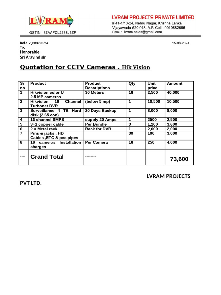 QUOTATION@16 Cams | PDF | Computers