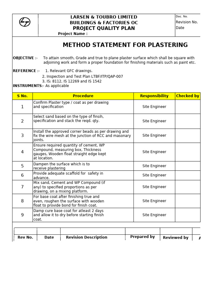 MS For Plastering Old | PDF | Industrial Processes | Building Materials