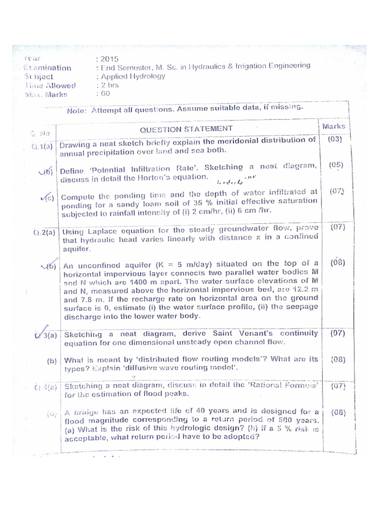 Applied Hydrology Paper | PDF
