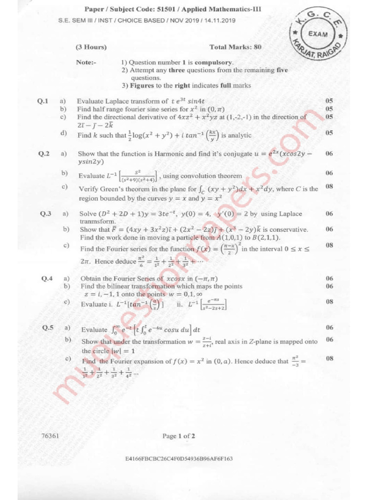 Se-Instrumentation Sem3 M3-CBCGS Dec19 | PDF