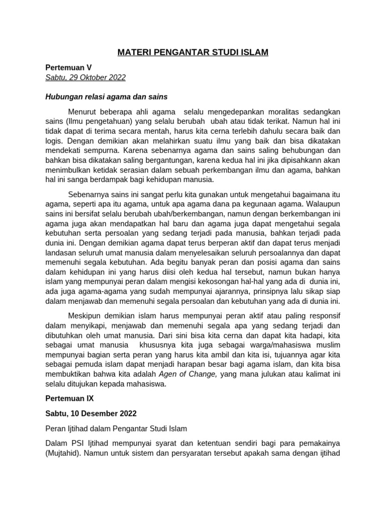 Materi Pengantar Studi Islam | PDF