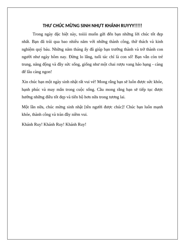 Thư Chúc M NG Sinh NH T | PDF