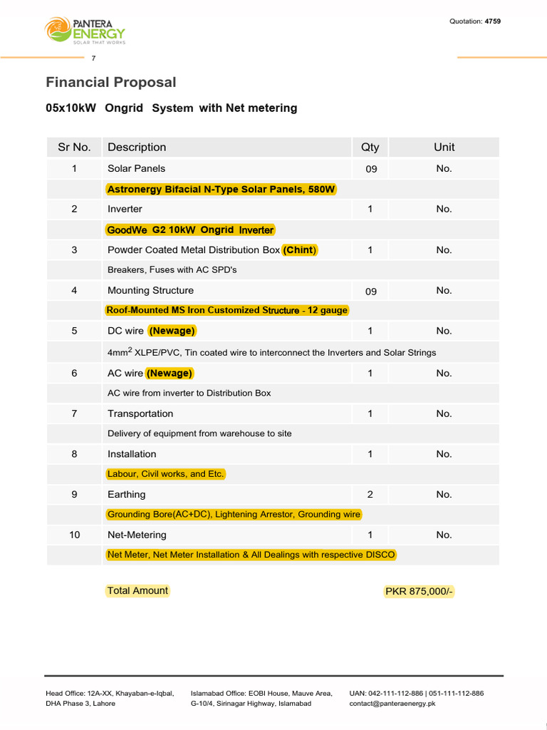 05x10kW Ongrid - Customized Solar Power Plant Proposal | PDF ...