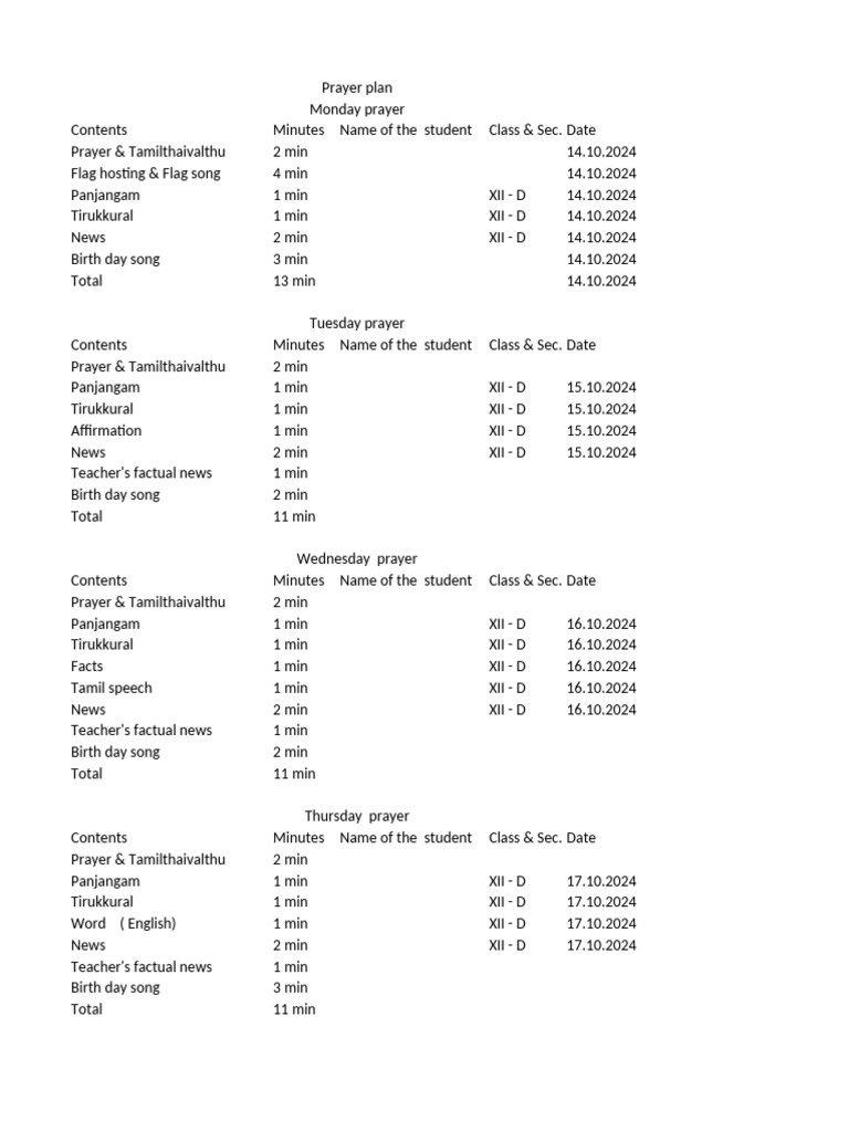 October Month Prayer Plan | PDF