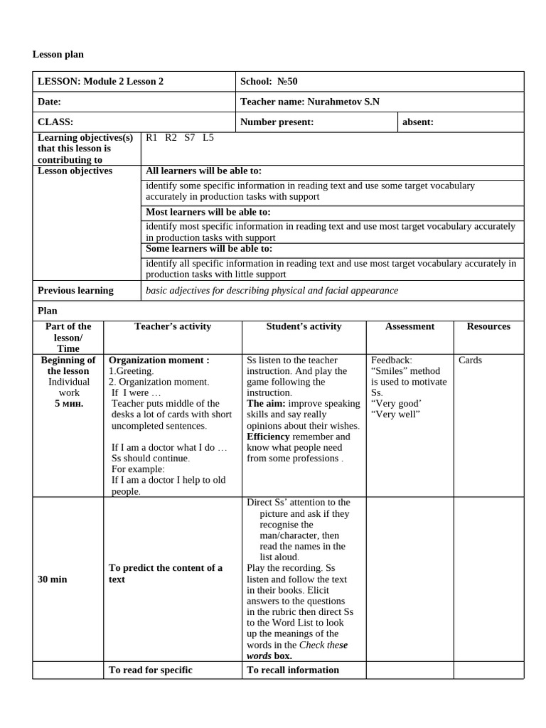 M2 Lesson 2 Pdf Teachers Vocabulary