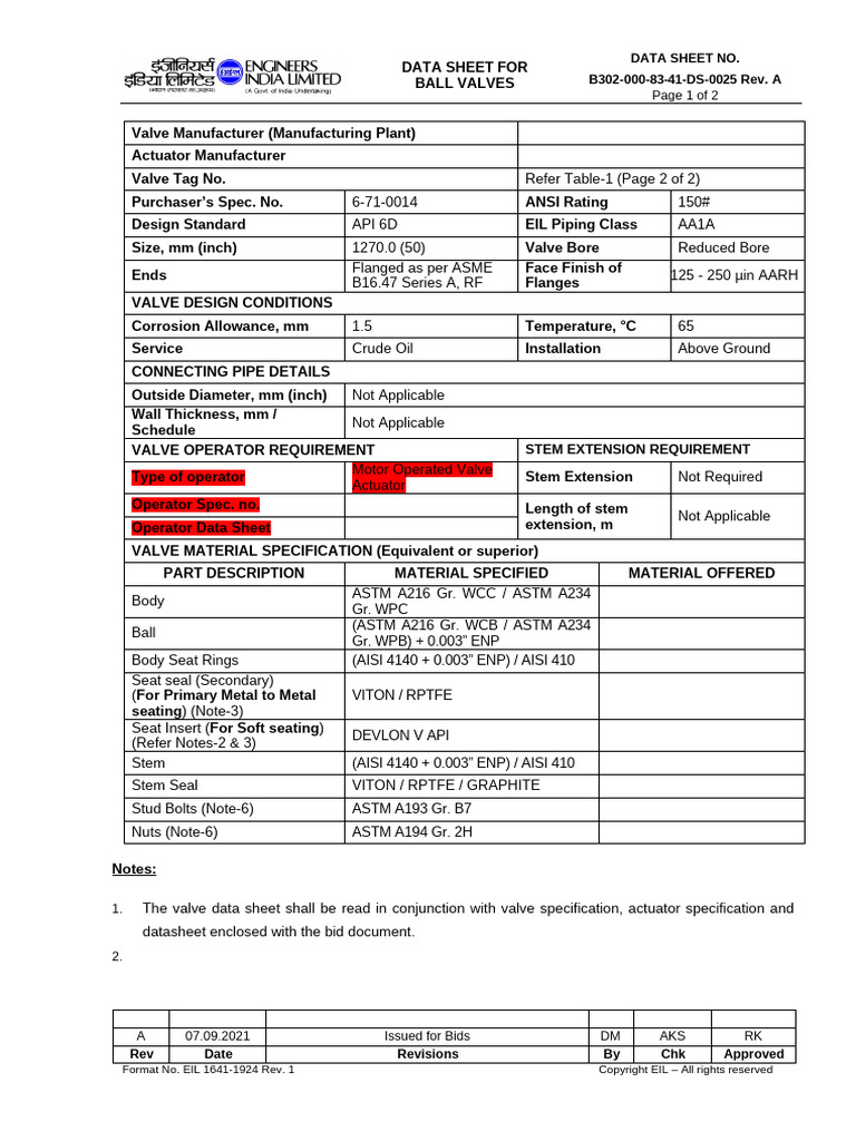 B302-000-83-41-DS-0025 - Ball, Aa1a, 150#, RB, Flanged, Ag, Mov | PDF | Valve | Plumbing