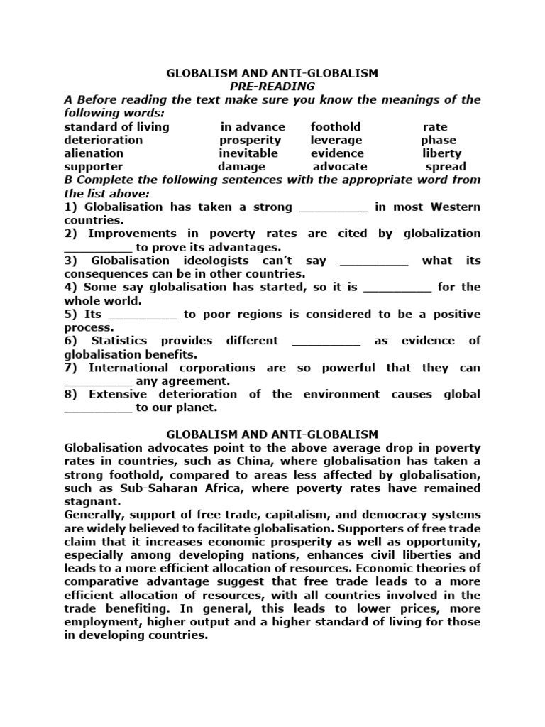 GLOBALISTS&ANTI | PDF | Globalization | Poverty