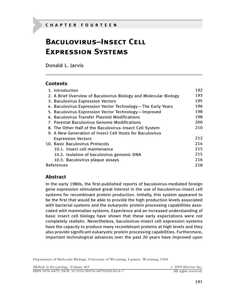 Baculovirus-Insect Cell Expression System | PDF | Molecular Cloning | Vector (Molecular Biology)