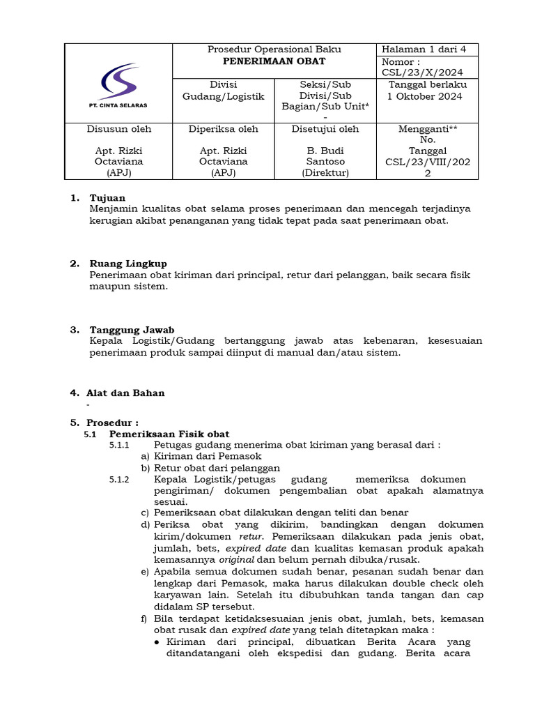 POB Penerimaan Obat | PDF