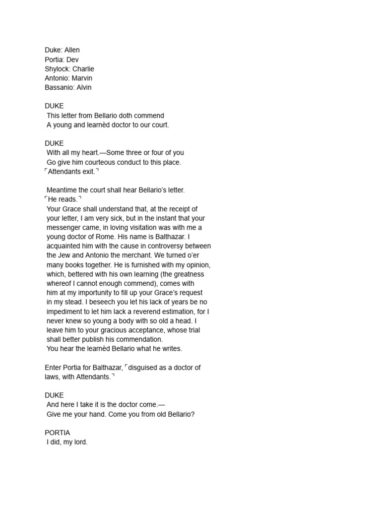 Shakespeare Play Script | PDF | Shylock | The Merchant Of Venice