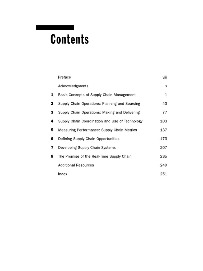 TOC SCM Essentials Chapters Topic | PDF