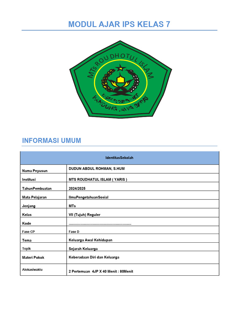 IPS Kelas 7: Sejarah Keluarga | PDF | Kesehatan Holistik