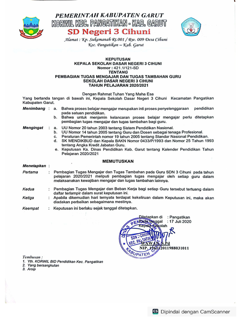 SK Mengajar 2020-2021 | PDF