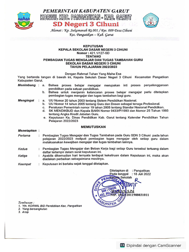 SK Mengajar 2022-2023 | PDF