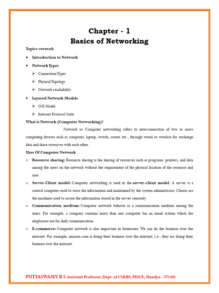 Basics of Networking Chapter-1 Unit-1 | PDF | Computer Network | Network Topology