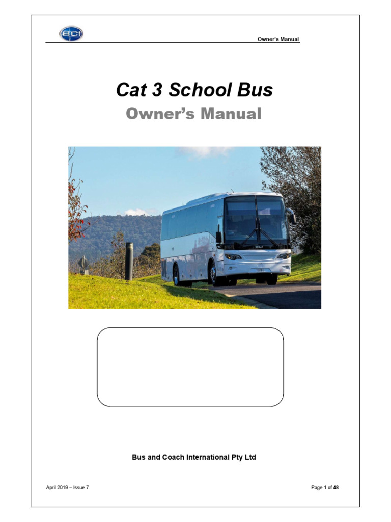 BCI Cat 3 School Bus Owner's Manual | PDF | Manual Transmission | Axle