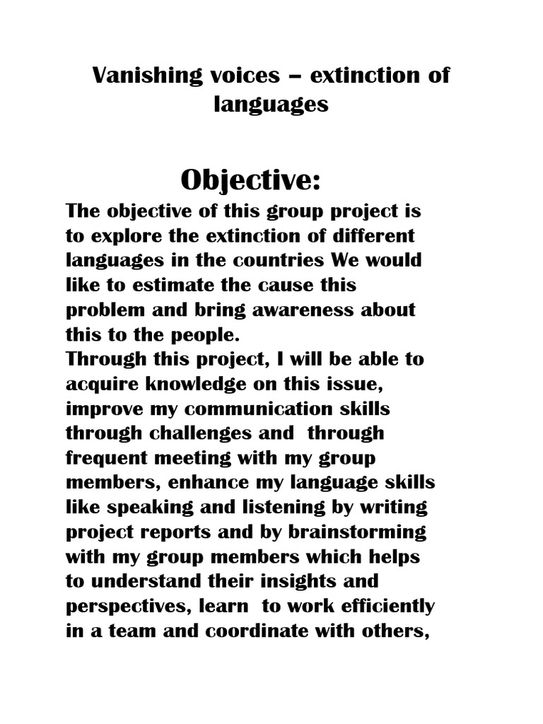 Extinction of Languages Awareness Project | PDF | First Language ...