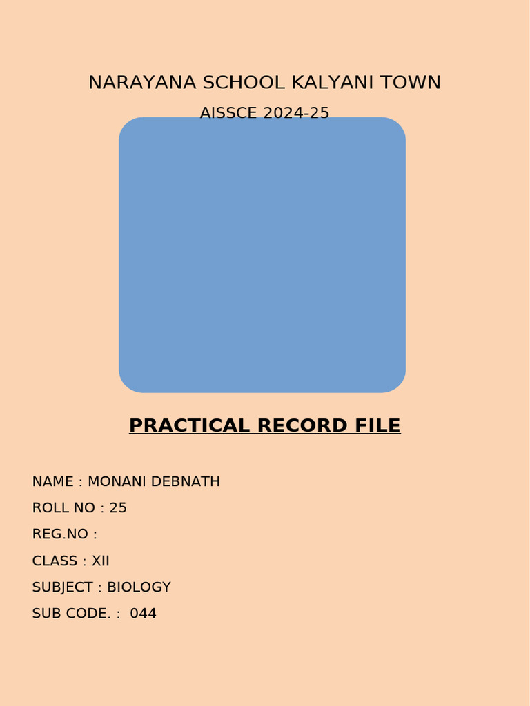 Bio Practical Front Page Xii | PDF