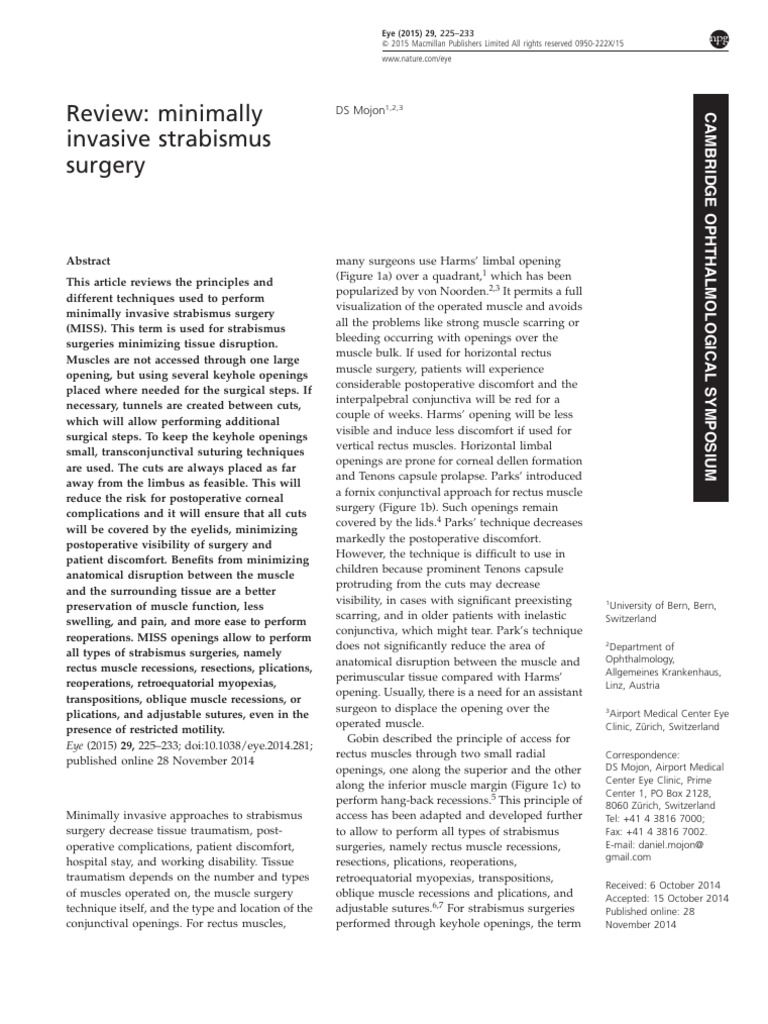 MISS Strabismus Surgery | PDF | Surgery | Medical Specialties