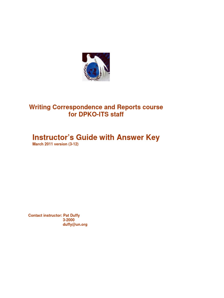 Writing, Correspondence and Report Course - Instructor Guide | PDF ...