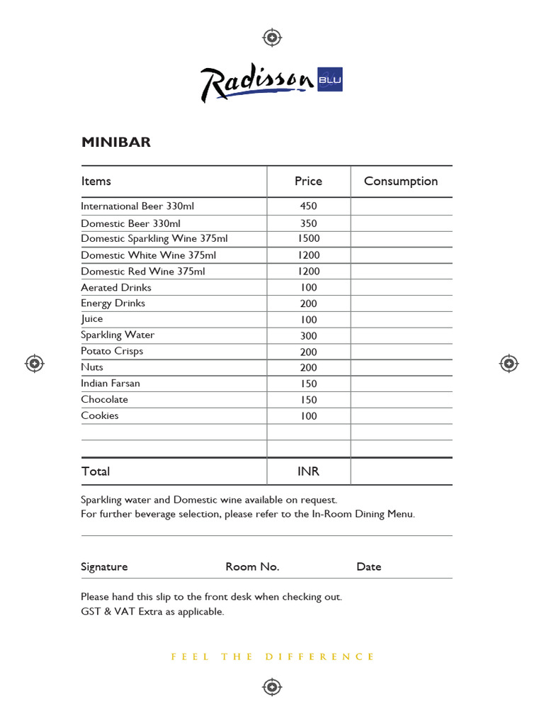 RBM Mini Bar Menu | PDF