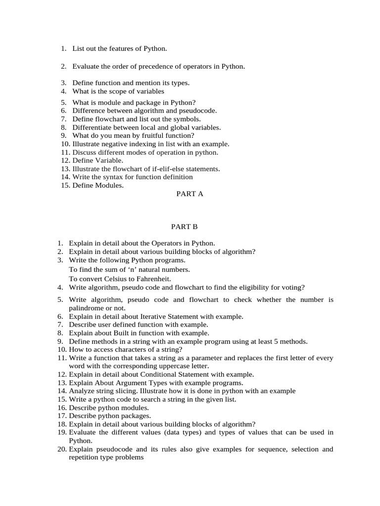 Important Question | PDF | Algorithms | Python (Programming Language) Important Question | PDF | Algorithms | Python (Programming Language)