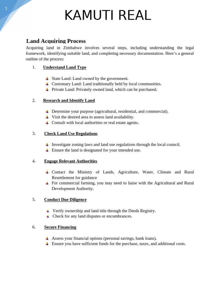 Land Acquiring Process | PDF | Deed | Due Diligence