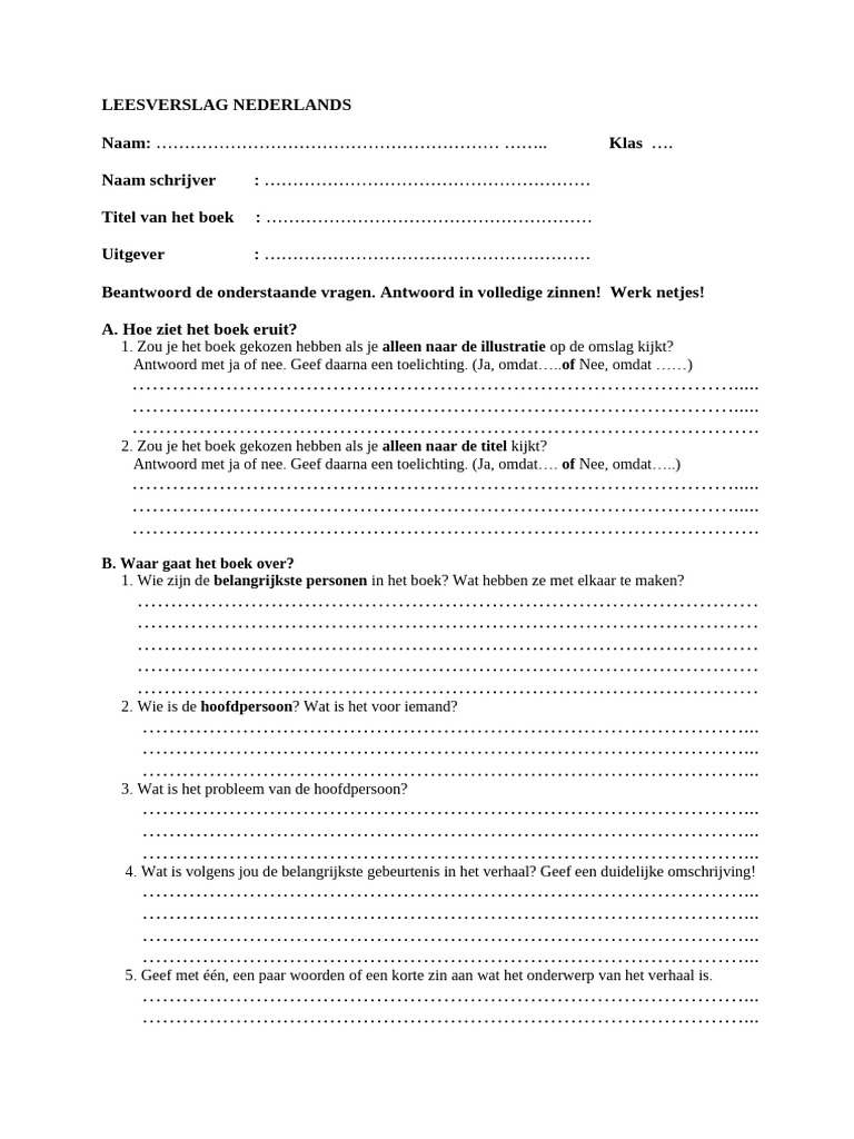 BOEKVERSLAG NEDERLANDS A2 en Hoger | PDF