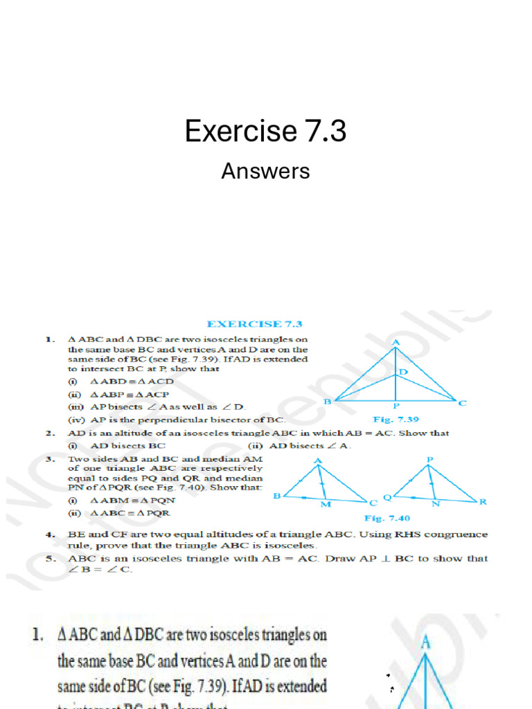 Exercise 7.3 Answer Key | PDF